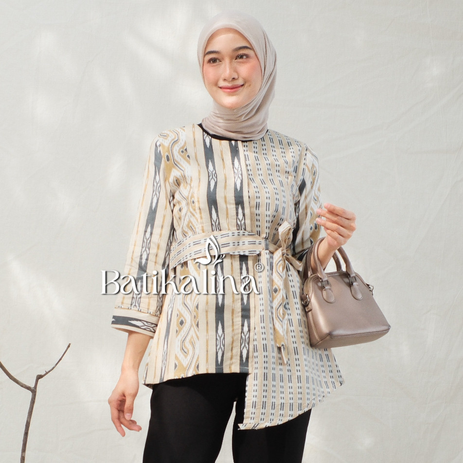 Jual DF34ED Batik Alina Baju Batik Kerja Wanita Modern Atasan Blouse ...