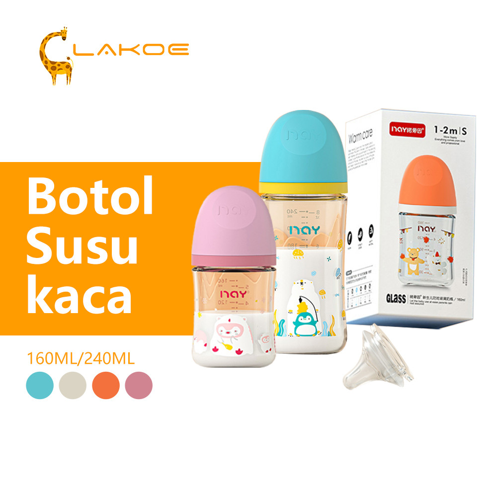 Jual LAKOEOFFICIALMALL Botol Susu Kaca Bayi BPA Free Feeding Bottle ...