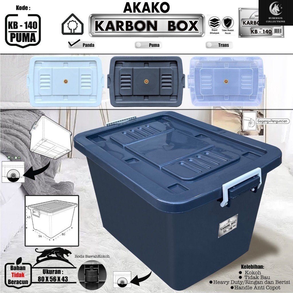 Jual AKAKO Kontainer Plastik Karbon Box PUMA AKAKO Hitam Black JUMBO ...