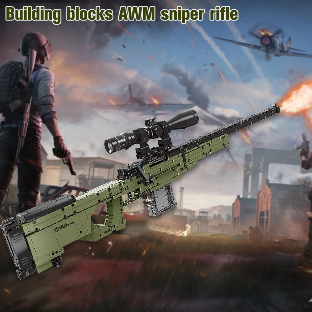Jual AWM Sniper Rifles Model Building Blocks MOC Army Large Firearms ...