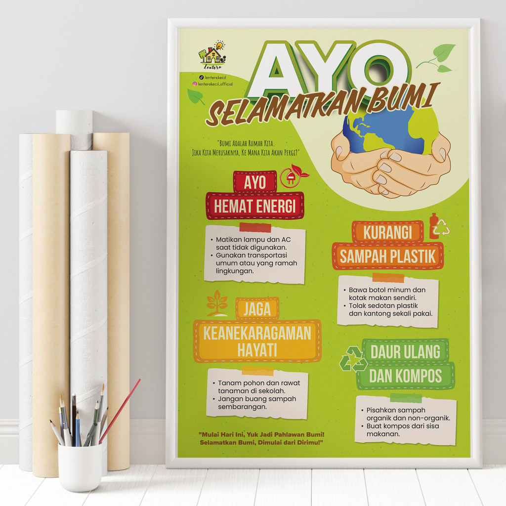 Jual Poster Ayo Selamatkan Bumi Peduli Lingkungan Dekorasi Kelas ...
