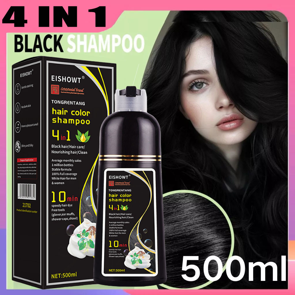 Jual 4 IN 1 Herbal Hair Color Black Shampoo Hair Dye Shampoo Black Hair ...