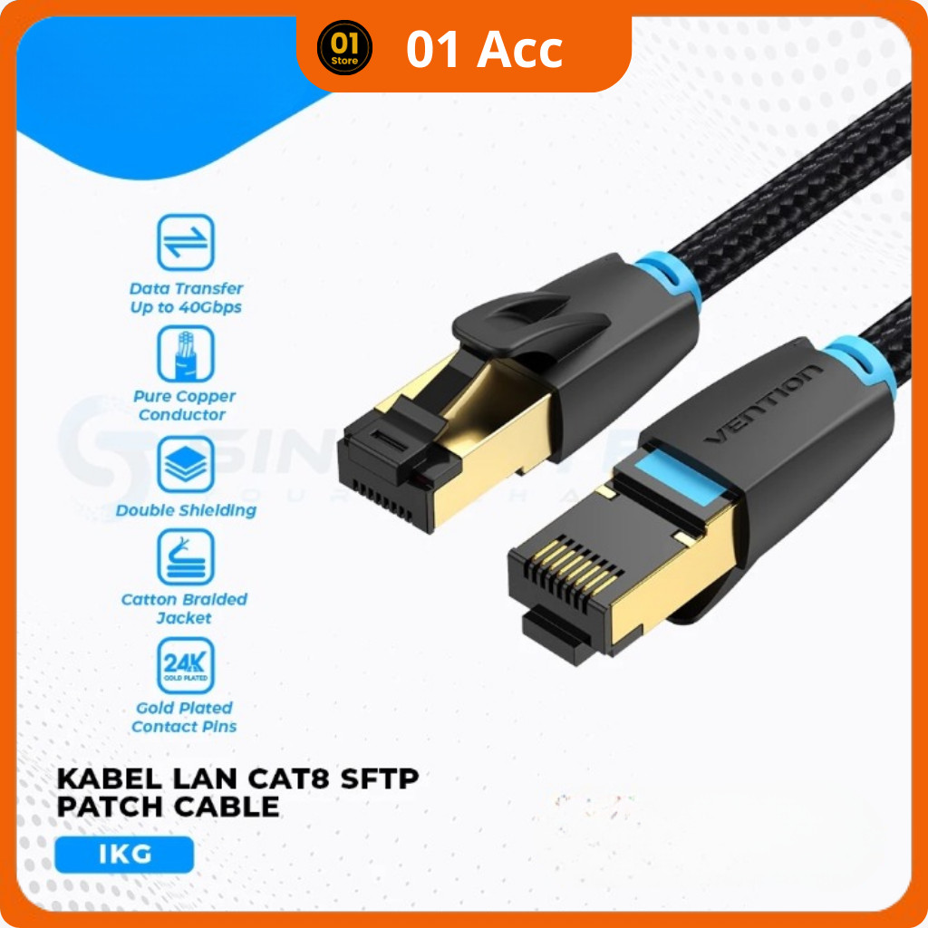 Jual Kabel LAN Cat8 40 Gbps RJ45 SFTP Patch Kompatibel Cat5e Cat6 ...