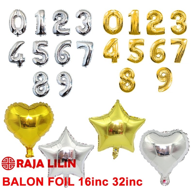 Jual Balon Angka 16 inch 32 inch Alumimium Foil Balon Ulang Tahun ...
