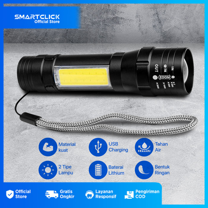 Jual Senter LED Super Terang Mini Zoom Senter Police LED COB | Shopee Indonesia