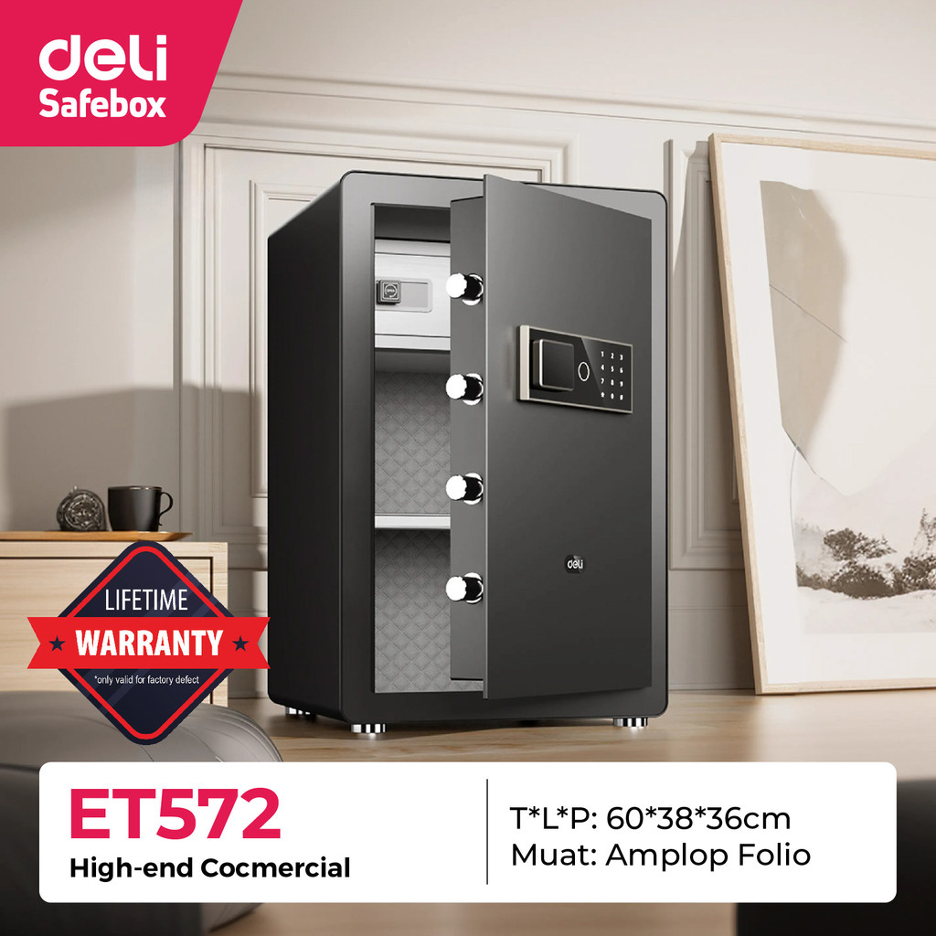 Jual Brankas Digital DELI ET 572 SOLID STEEL / Safe Box Dual Unlocking ...