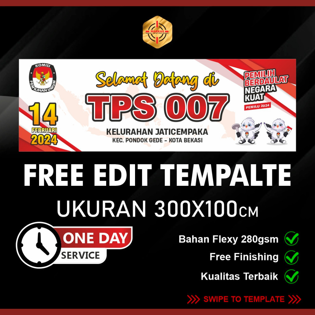 Jual Cetak Kilat JDM- Spanduk Selamat Datang di TPS Ukuran 300x100 Free ...