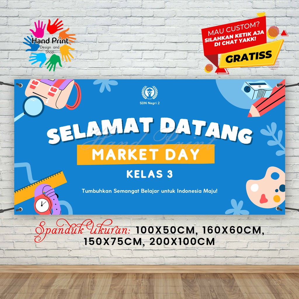 Jual Cetak Spanduk Banner Selamat Datang Market Day MMT Spanduk Custom ...