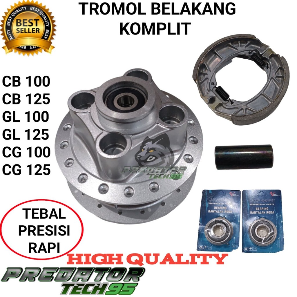 Jual TROMOL BELAKANG KAMPAS REM BEARING KOMPLIT SET CB100 125 GL100 125 CG100 125 HIGH QUALITY ...