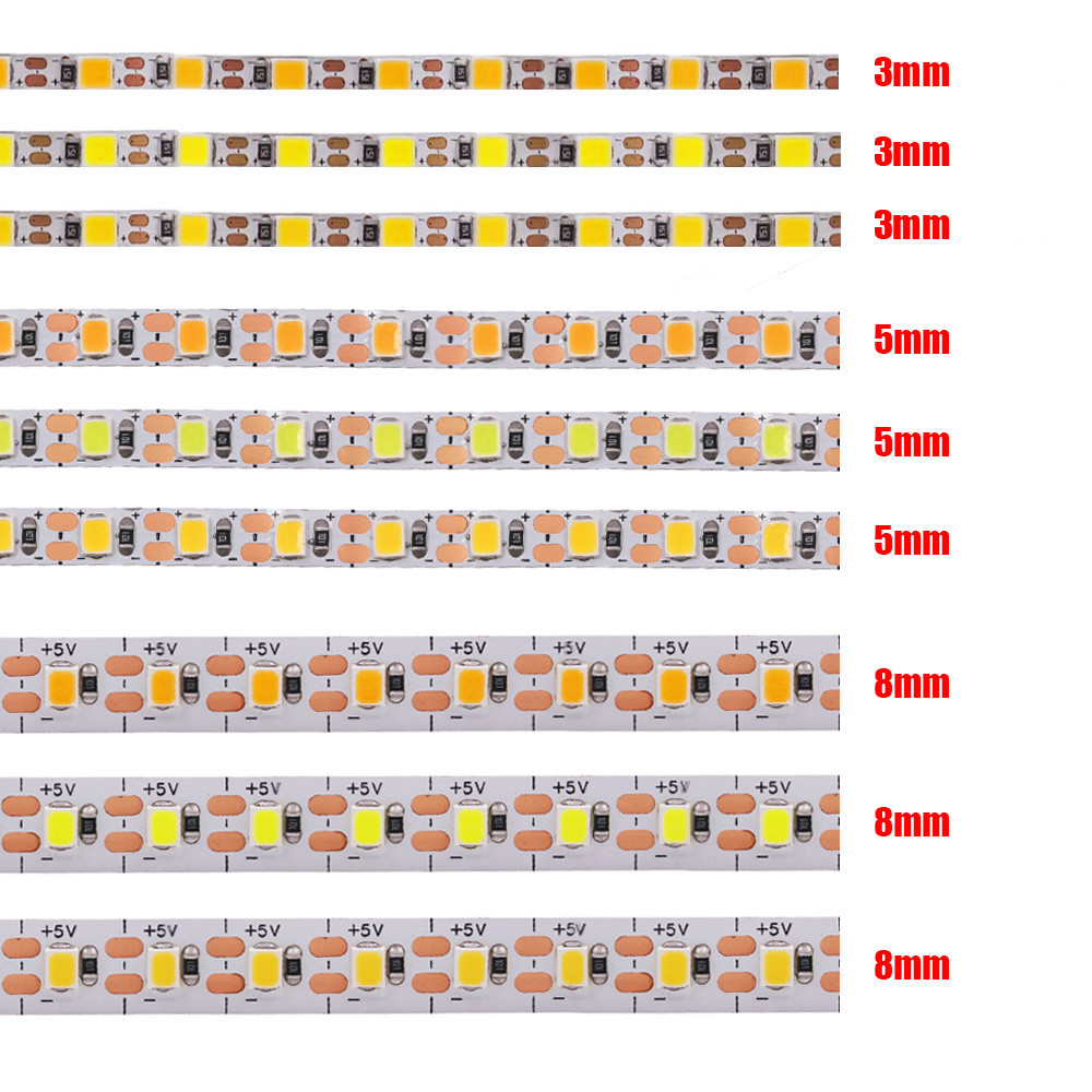Jual 3mm 5mm PCB LED Strip Light Ultra Thin 1 LED Cut 5V 2835 120LEDs/m ...