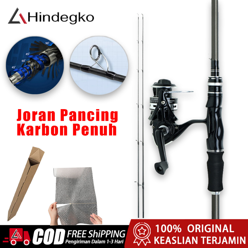 Jual Hindegko Spinning Hitam Joran Pancing 2 Bagian Spinning/casting 1.65m/1.8m/2.1m/2.4m M/ML ...