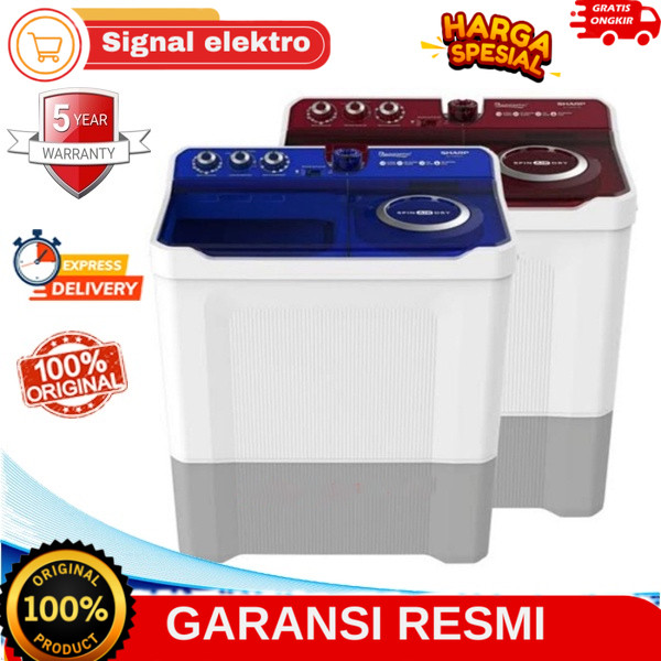 Jual Mesin Cuci 2 Tabung SHARP EST 1490 14 KG Jumbo Cuci Kering Dolphin ...