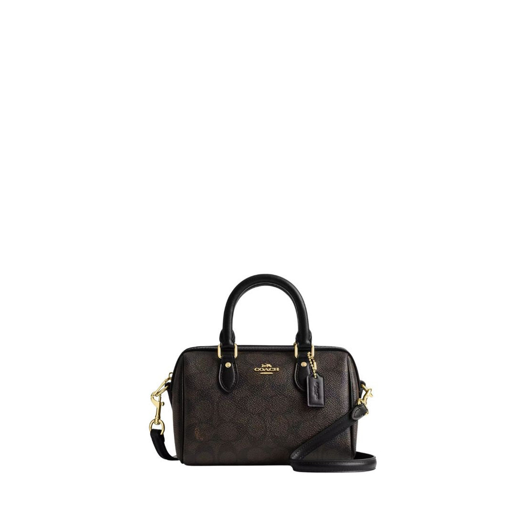Jual COACH Mini Rowan Crossbody Bag In Signature Canvas Gold Walnut Black | Shopee Indonesia