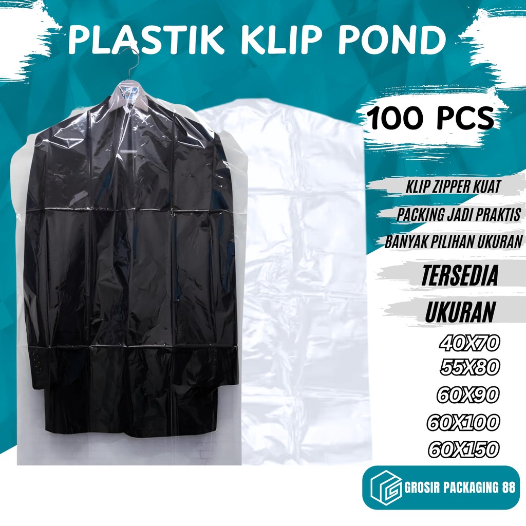 Jual 100 PCS Plastik Baju Gantung PP Laundry Transparan Plastik Hanger ...