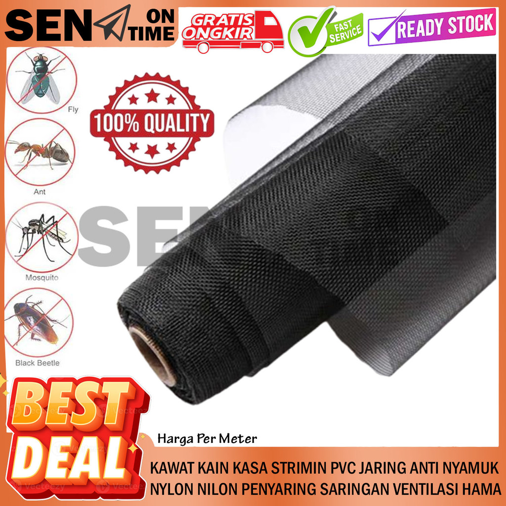 Jual Kain Kasa Nylon Kawat Nilon Per Meter Strimin Pvc Jaring Anti ...