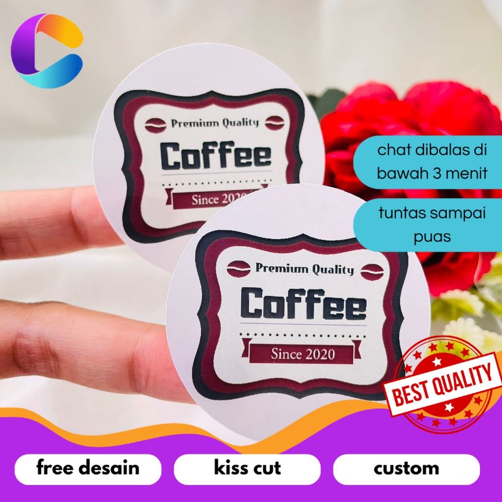 Jual Cetak INC 2-4 Sticker Label Bulat Tema Kopi Stiker Minuman Coffe ...
