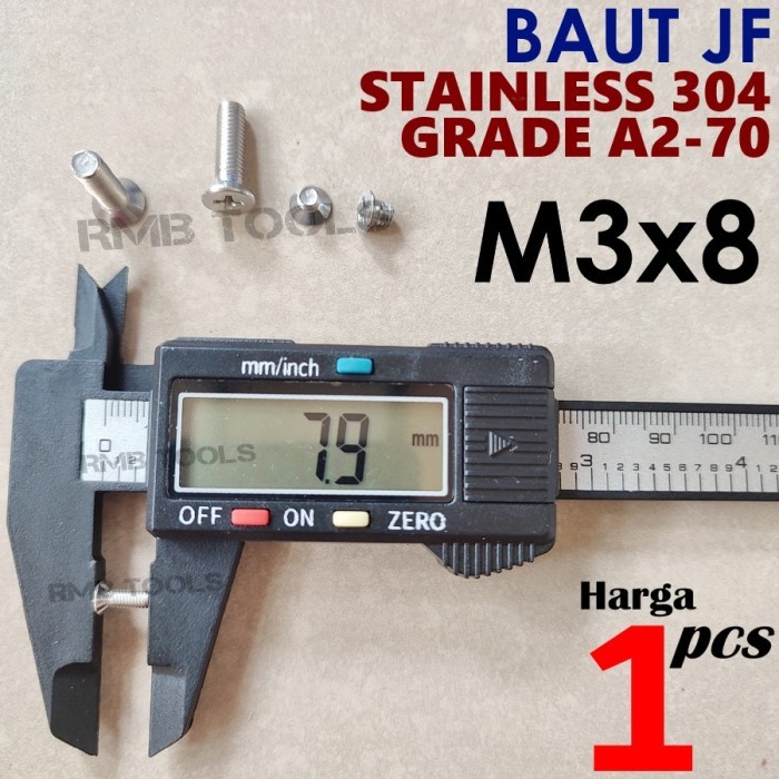 Jual Baut JF M3x8 Stainless Steel 304 Obeng Plus Flat Head Tahan Karat M3 | Shopee Indonesia