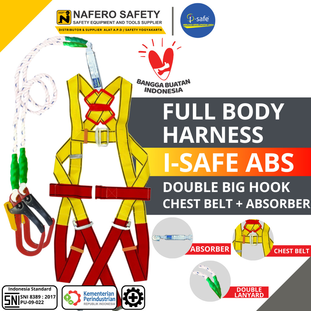 Jual Safety Full Body Harness I-SAFE Double Big Hook ABSORBER Tali Dada ...
