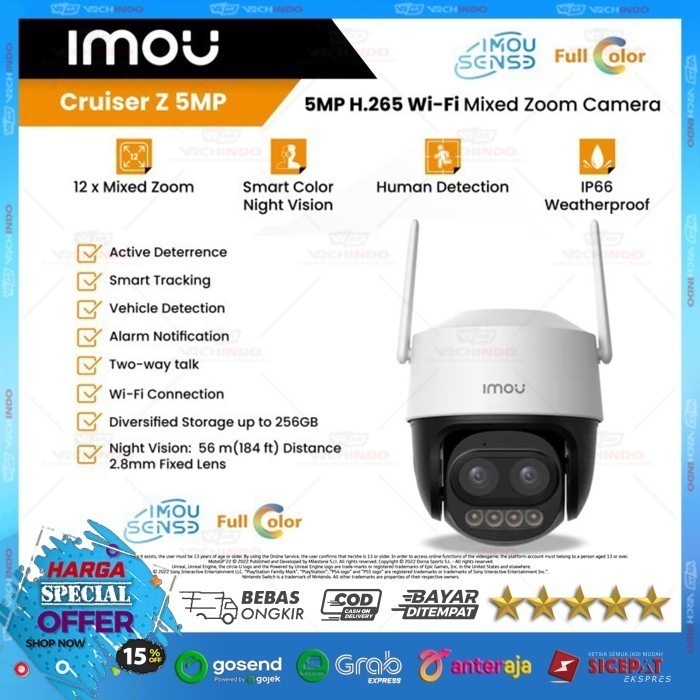 Jual CCTV IMOU CRUISER Z 5+5MP 3K | 12x Zoom Smart Full-color Night ...