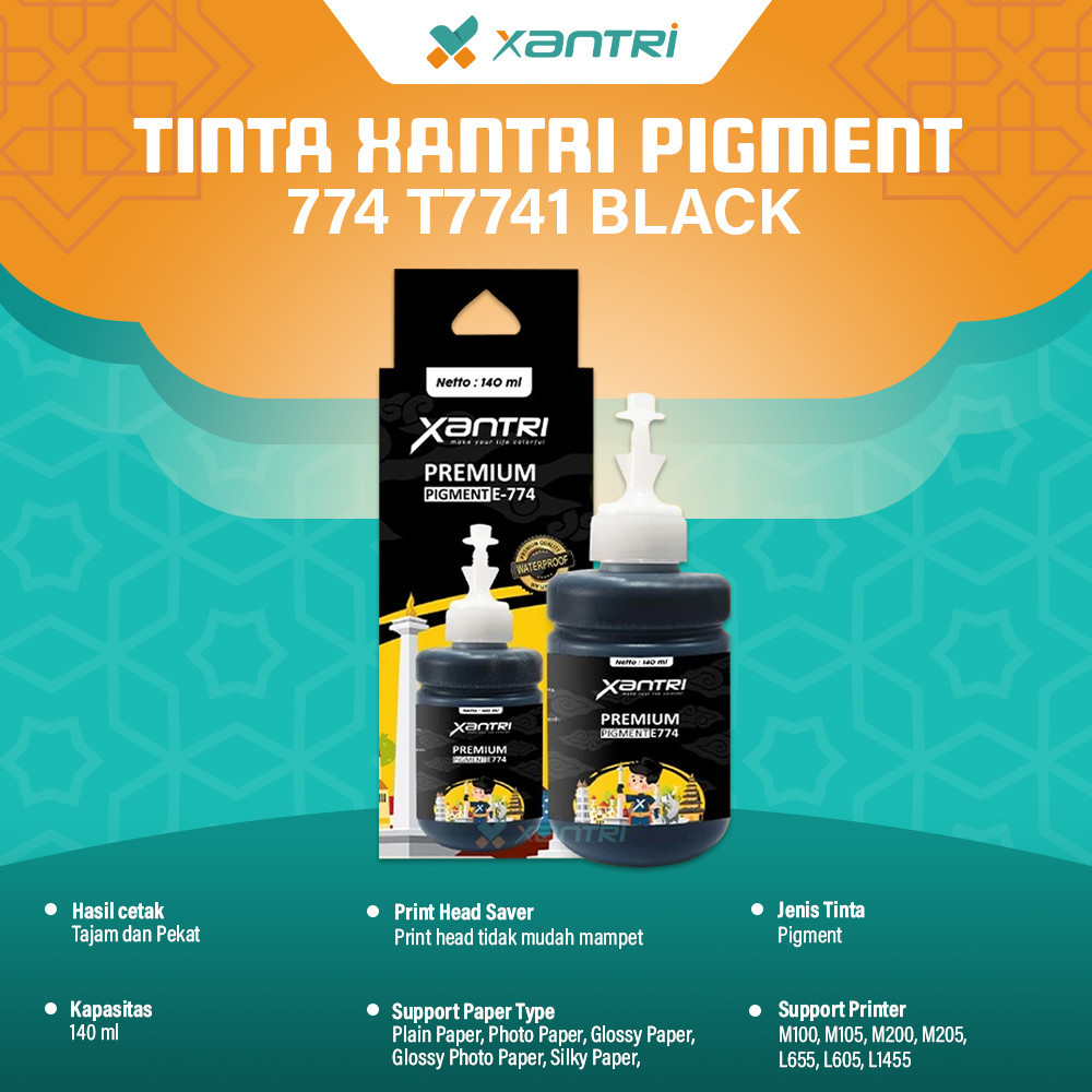 Jual Xantri - Tinta Pigment Xantri T7741 T774 T 774 Black Ink 140ml ...