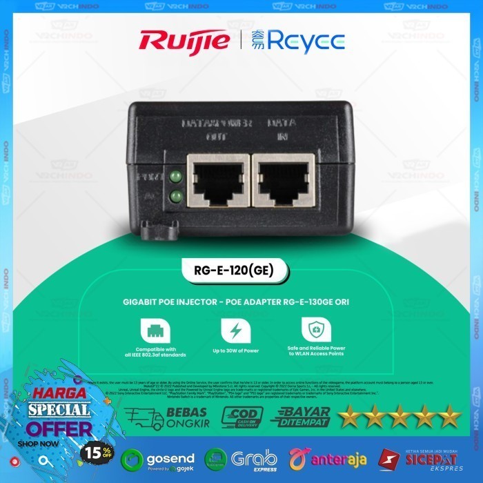 Jual Ruijie Reyee RG-E-130(GE) | GIGABIT POE INJECTOR - POE ADAPTER RG ...