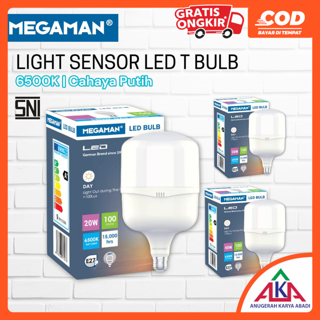 Jual MEGAMAN Bohlam Lampu LED T-Bulb LIGHT SENSOR Cahaya 20W / 30W / 40W CDL Cool Daylight Putih ...