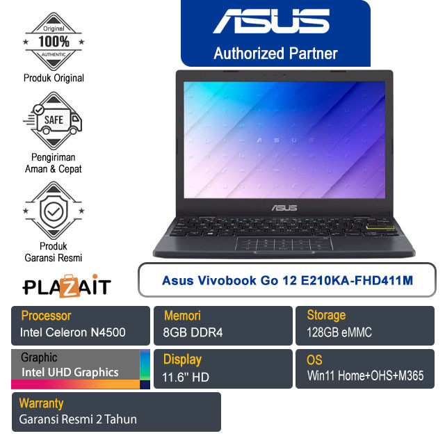 Jual Asus Vivobook Go 12 E210KA-FHD411M /Intel Celeron N4500/8GB/128GB ...