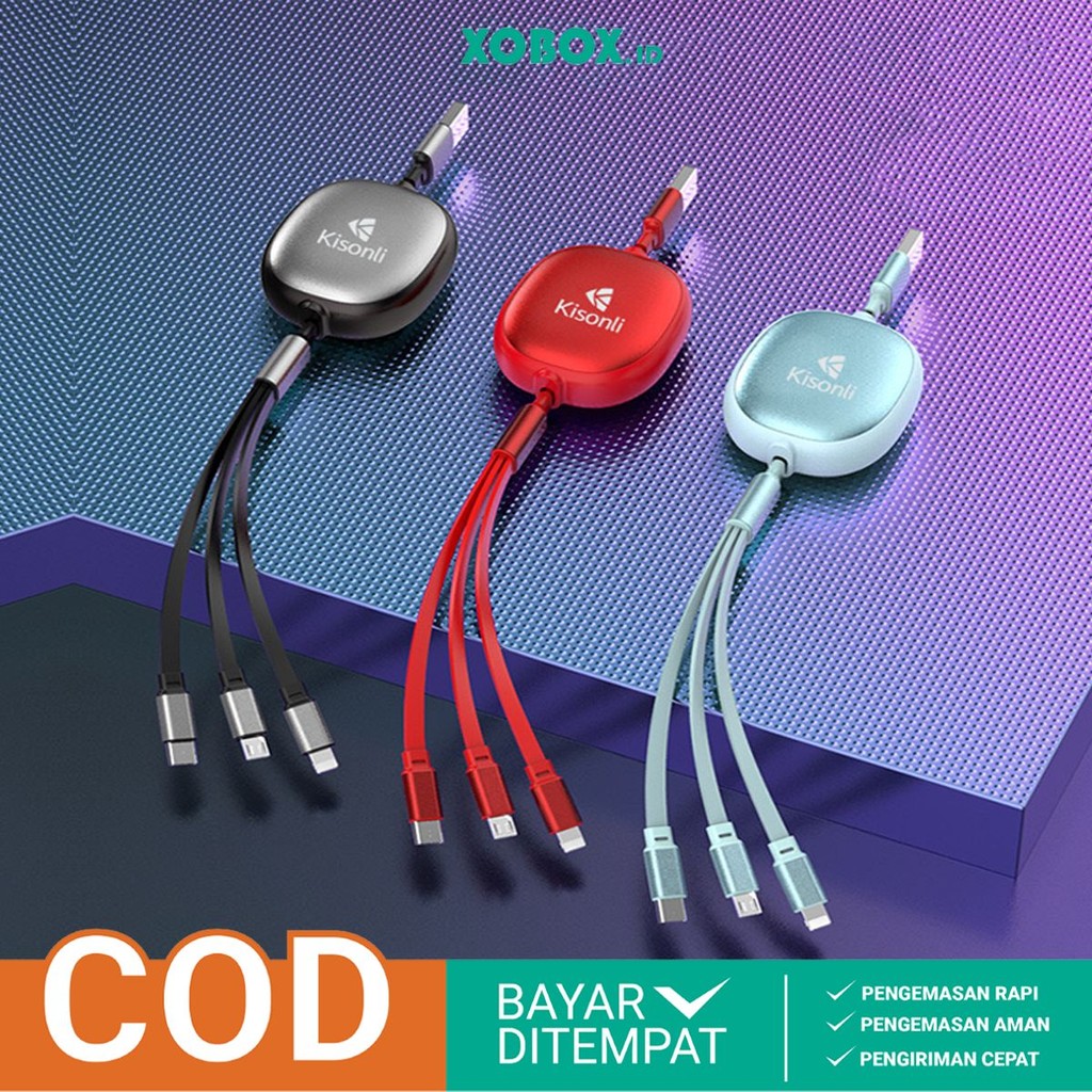Jual 3 in 1 Kabel Charger USB SS 01 Kisonli Multi Charging Cable ...