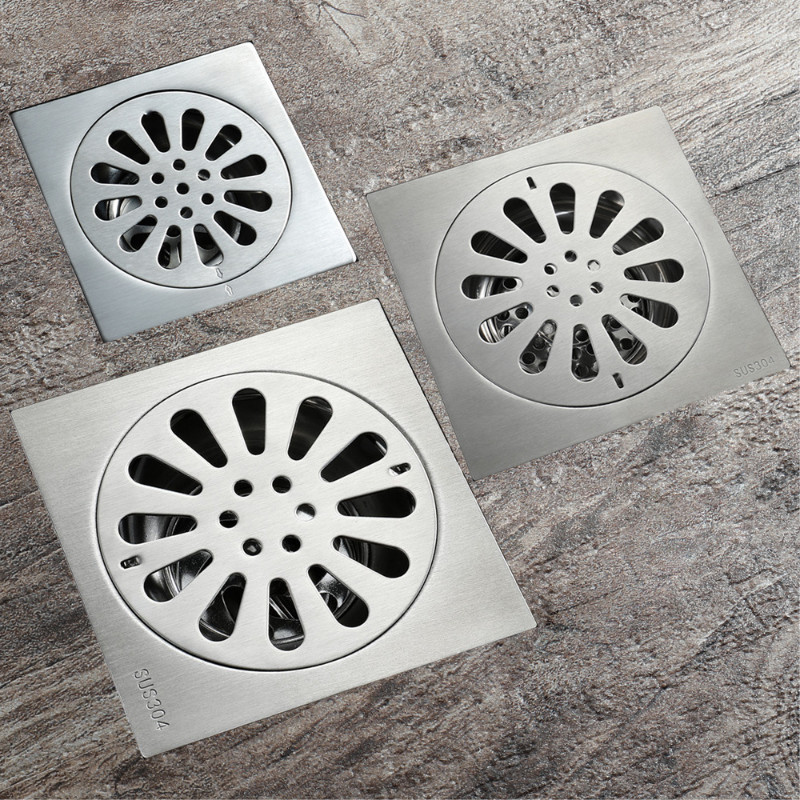 Jual 120*120mm Modern Brushed Shower Floor Drain Bathroom Balcony Use ...