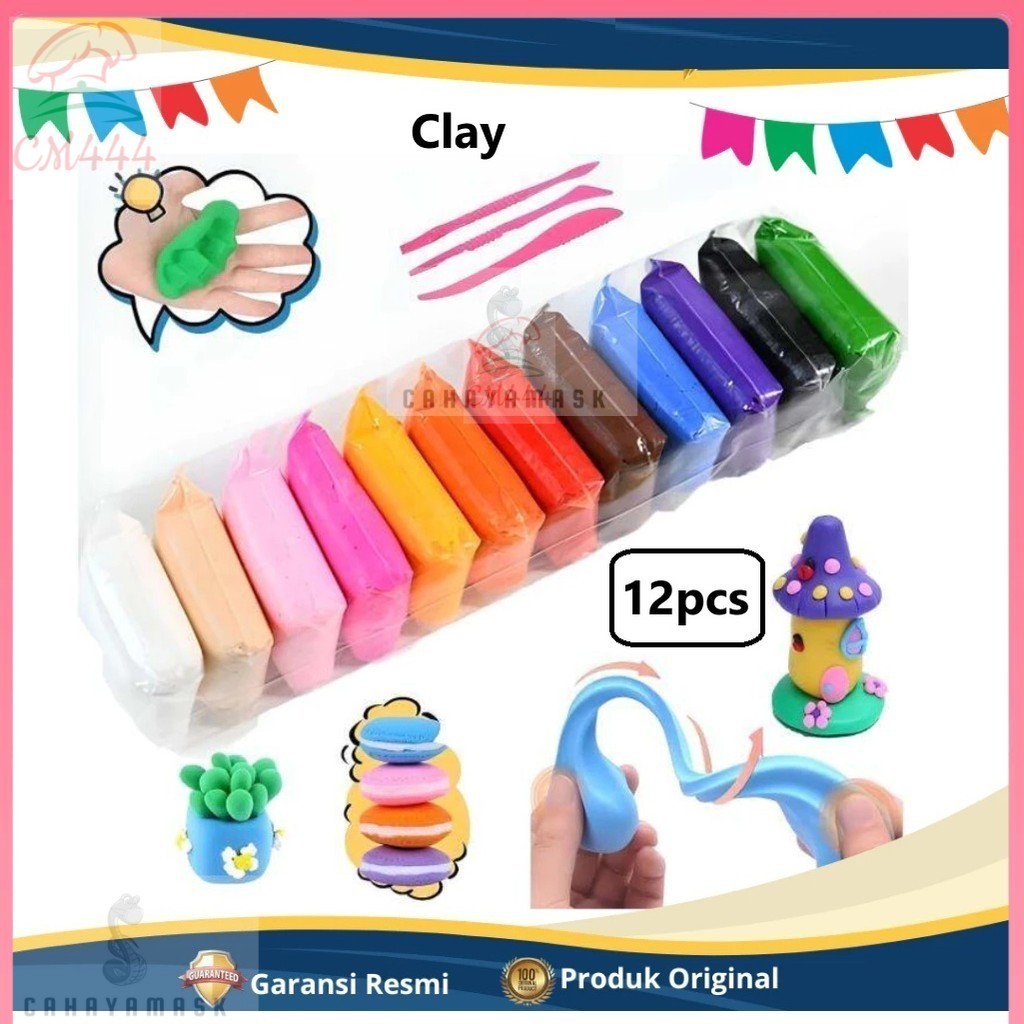 Jual Mainan Anak Clay Super Light Polymer 12 PCS | Shopee Indonesia