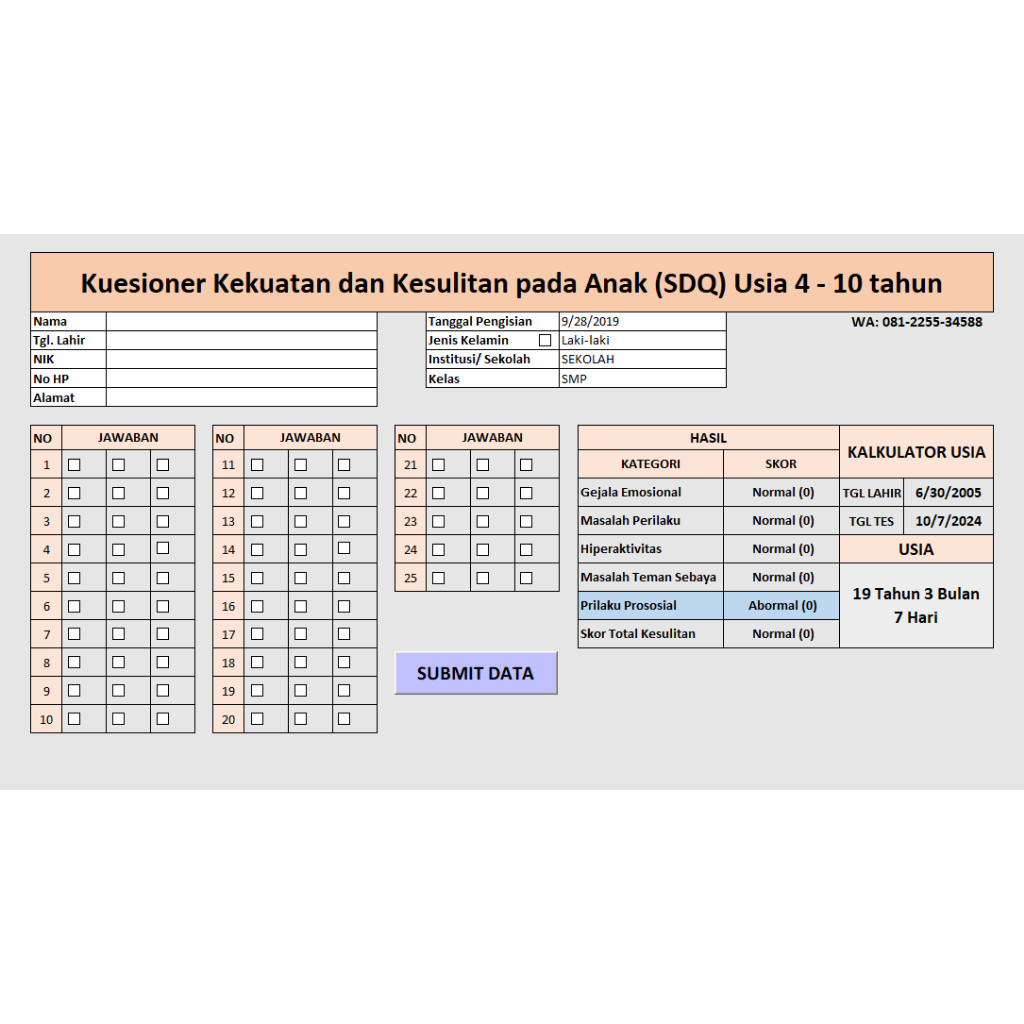 Jual Aplikasi Kuesioner Kekuatan & Kesulitan pada Anak (SDQ) | Shopee ...