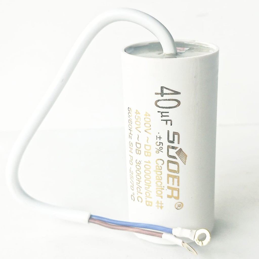 Jual Kapasitor 40uF 450V 400V Bulat Putih Kabel Pompa Air | Shopee ...