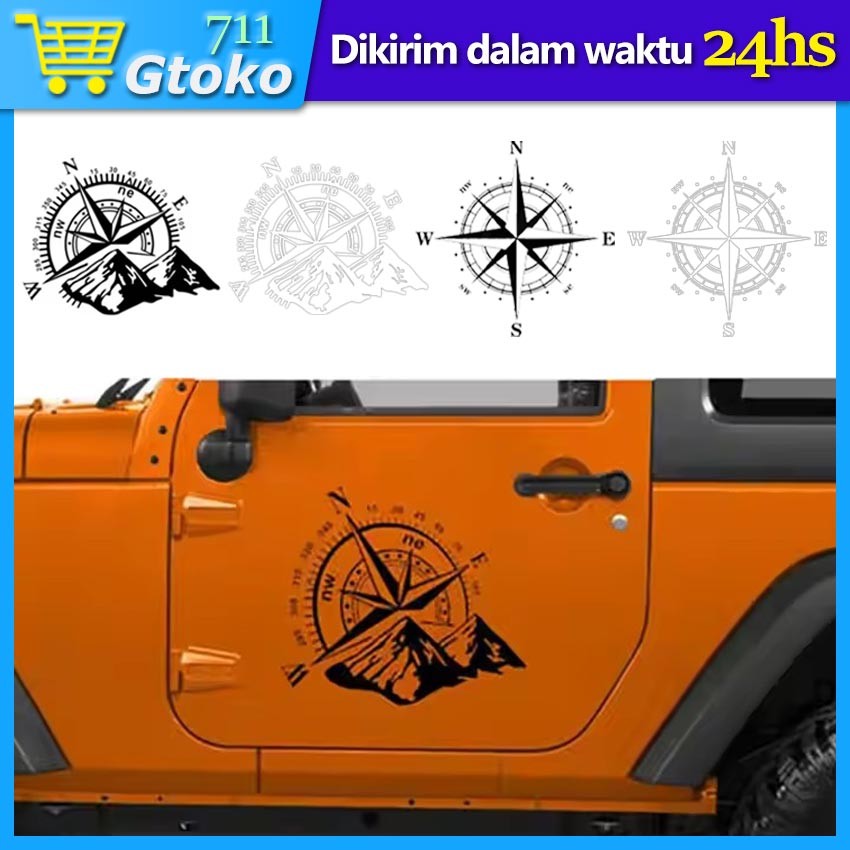 Jual Stiker Cutting Kompas Body Kaca Mobil Hitam Putih Dekorasi Jeep ...