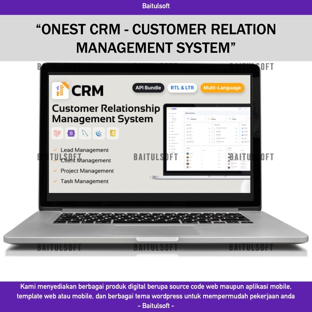 Jual SOURCE CODE APLIKASI WEB ONEST CRM - CUSTOMER RELATION MANAGEMENT SYSTEM D295 BAITULSOFT ...