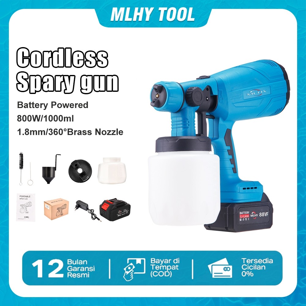 Jual NEW MLHY Tool Electric Spray Gun 980W 1000ML Cordless Baterai lithium Alat Semprotan Cat ...