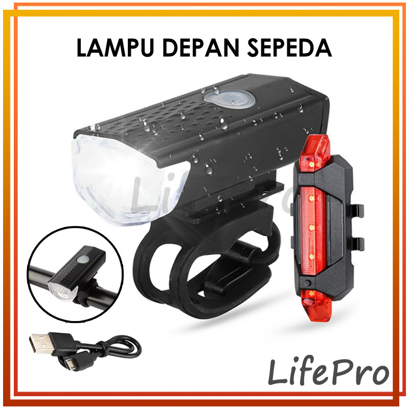 Jual Lampu Depan Sepeda Usb Rechargeable 300LM Lampu Sepeda Depan ...