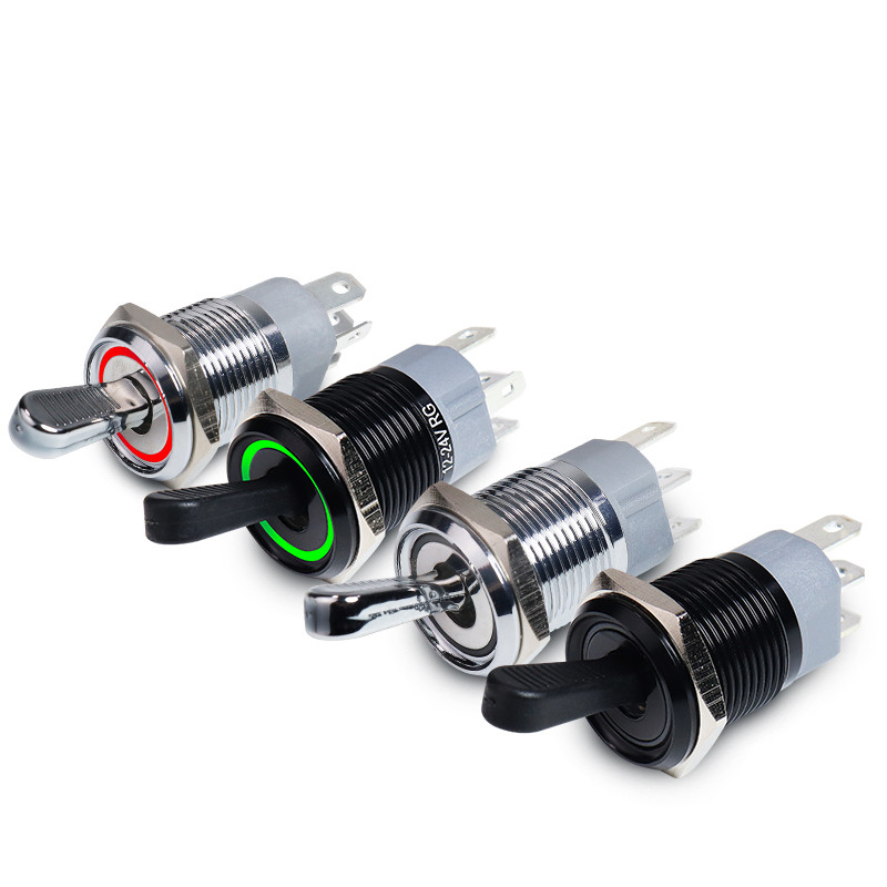 Jual 16MM Metal Toggle Switch Waterproof LED Light Self-locking 2 ...