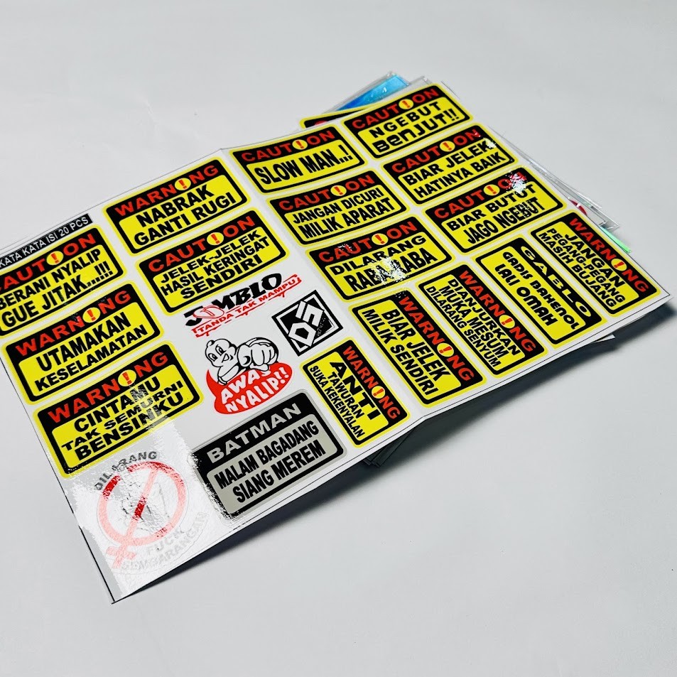 Jual Vol 4 Sticker Paket Kata-Kata Lucu & Warning - Hologram & Vinyl, Variasi Unik, Potongan ...