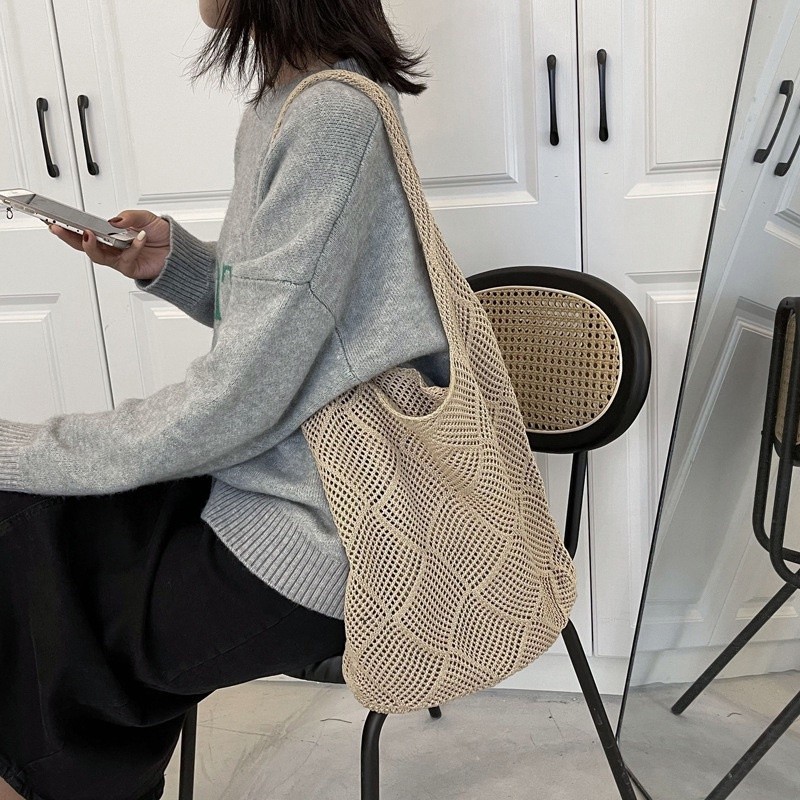 Jual Town Shell - Yerin Knitted Beach Tote Bag / Tas Pantai Rajut Premium / Tas Rajut Estetik ...