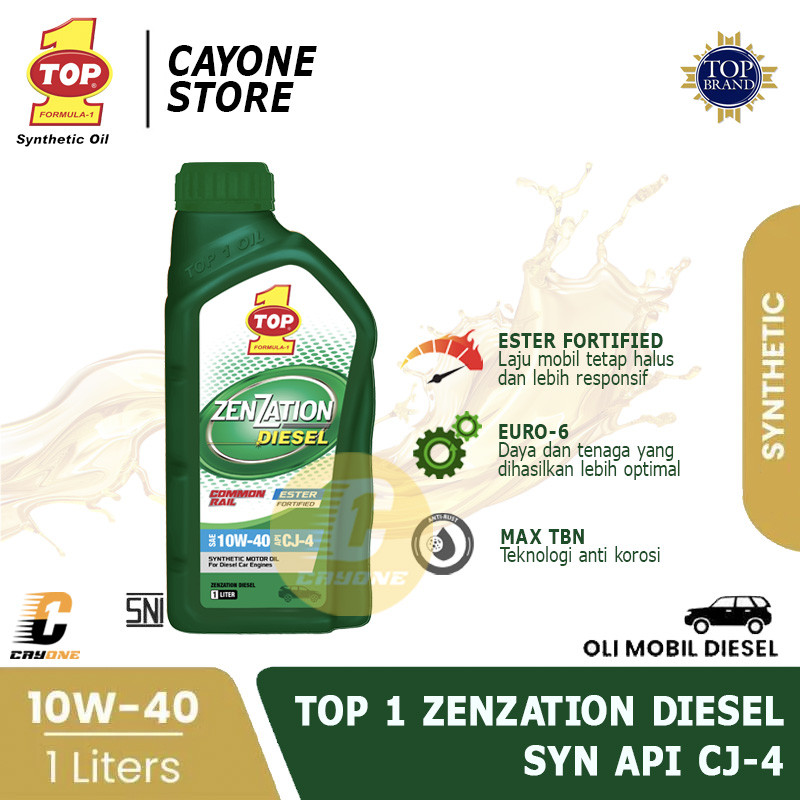 Jual TOP 1 TOP1 Oli Mobil ZENZATION DIESEL SAE 10W-40 API CJ-4 1 L | Shopee Indonesia