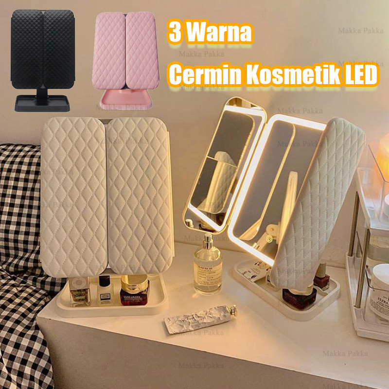 Jual 3 Warna Cermin Makeup Mirror LED Light Tombol Touch Screen ...
