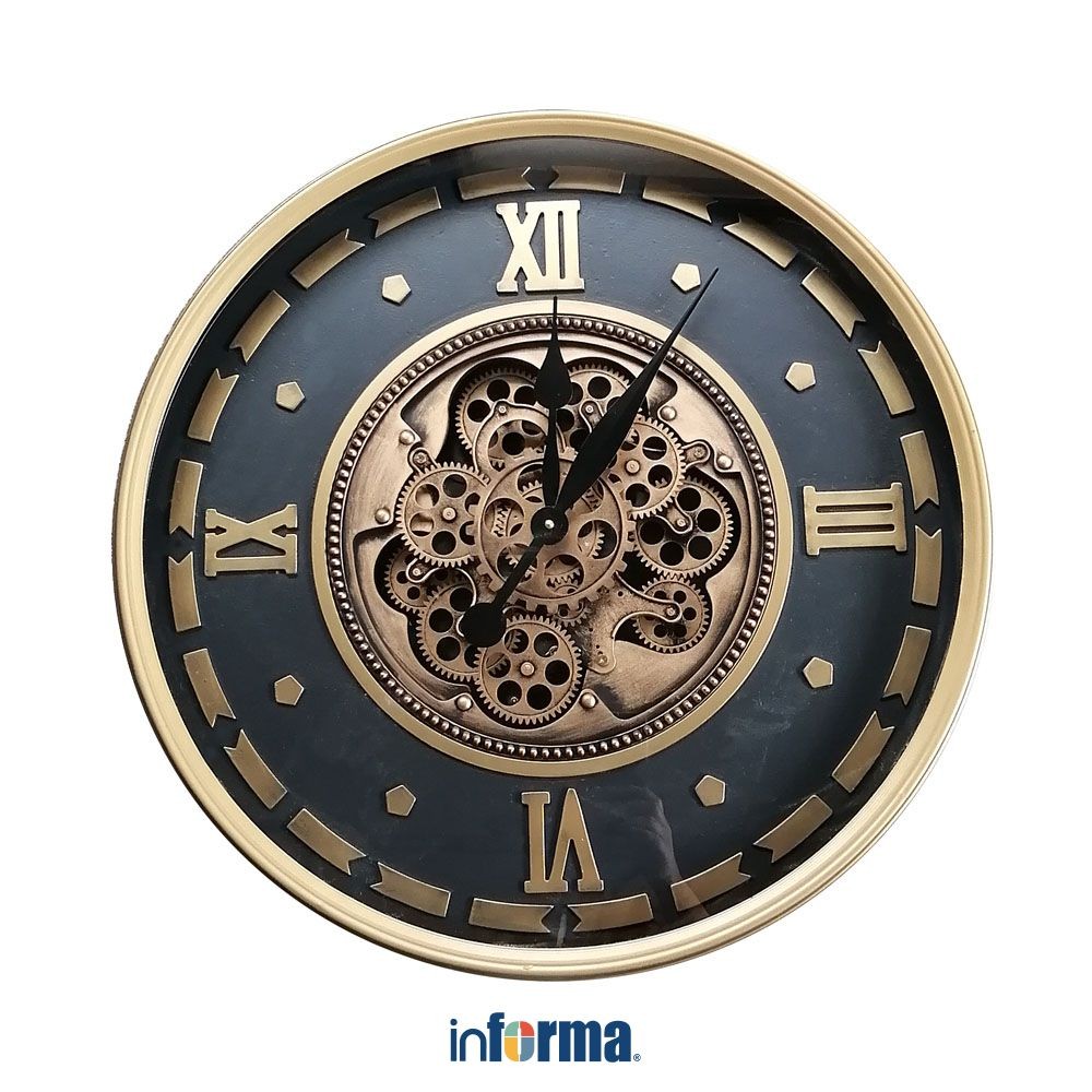 Jual Informa 60 cm Jam Dinding Gear K01 - Hitam Wall Clock Jam Tembok ...
