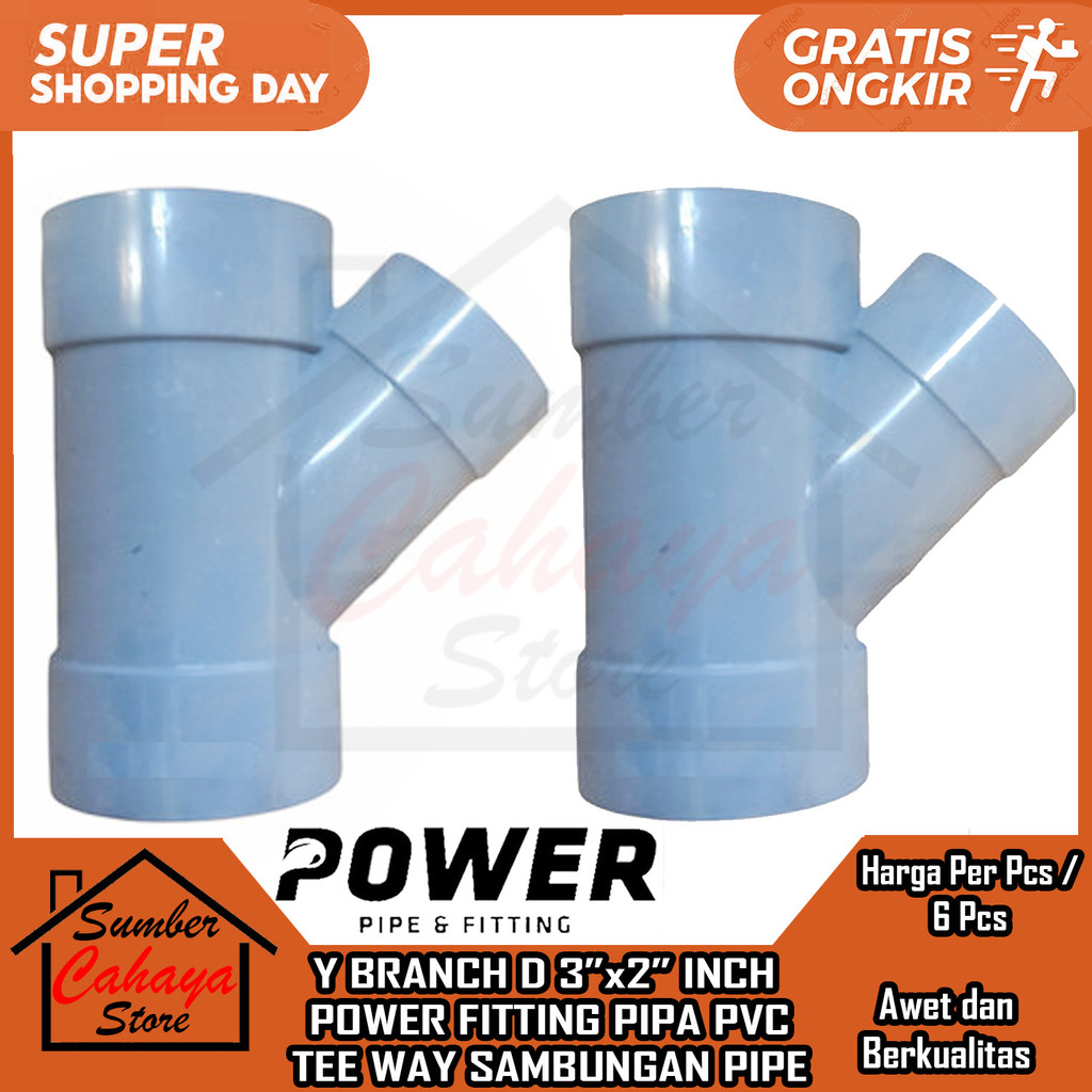 Jual Tee Y Branch D 3x2 Inch Power Fitting Pipa Reducer Sambungan T ...