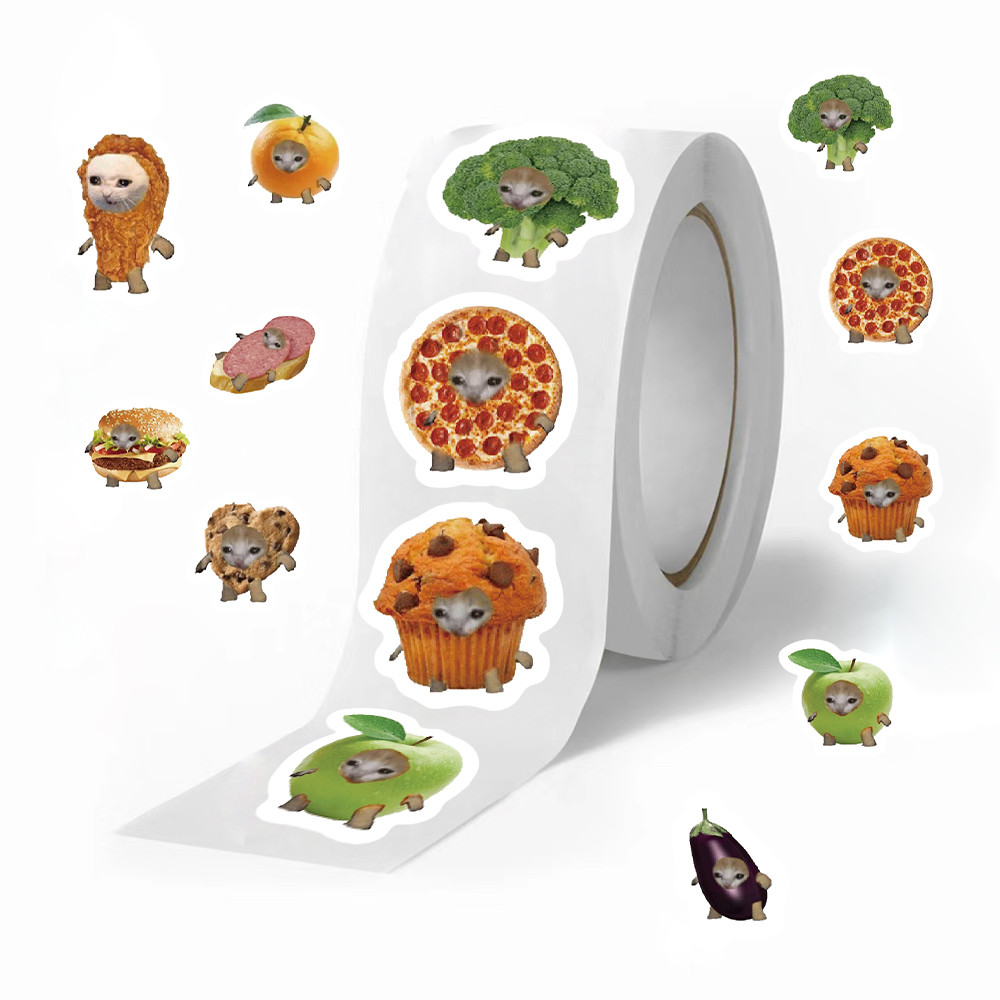 Jual 500pcs Cats And Food Reward Stickers Encouragement Sticker Roll ...