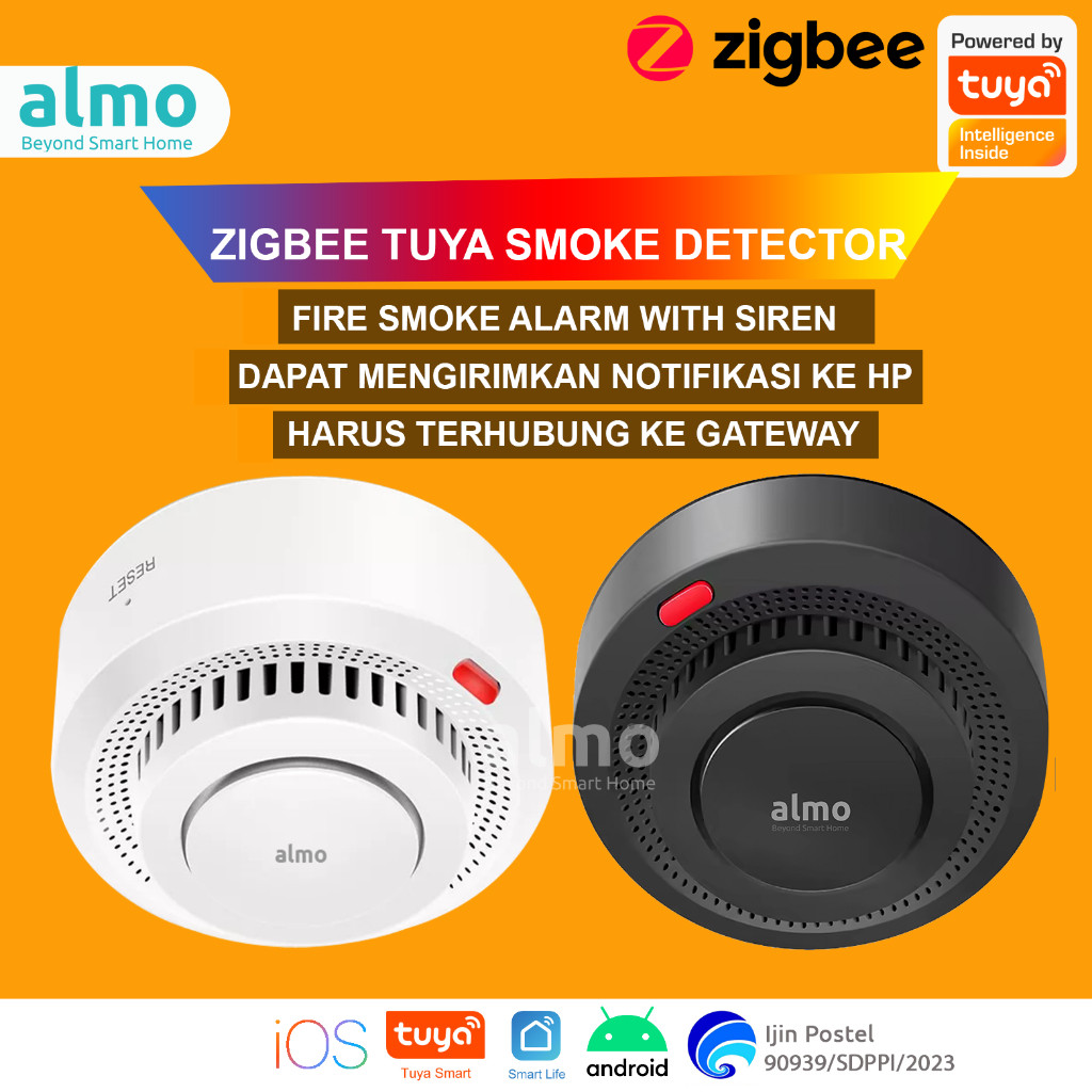 Jual ALMO Tuya ZigBee Smoke Detector Detektor Asap Kebakaran Alarm ...