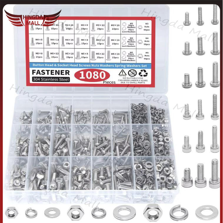 Jual Baut Mur Washer Ring Set Bulat Hex M2 M3 M4 Paket 1080 pcs Kunci L ...