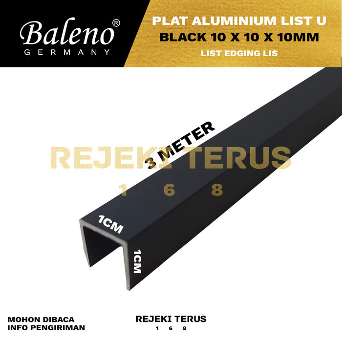 Jual Plat Aluminium List U HITAM BLACK 1 x 1 x 1 cm Edging Lis Interior ...