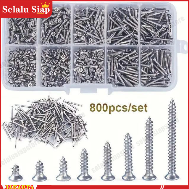 Jual 800pcs Sekrup Kayu SS / Skrup Kayu Wood Screw Stainless Steel /Sekrup Kayu Kepala Rata ...