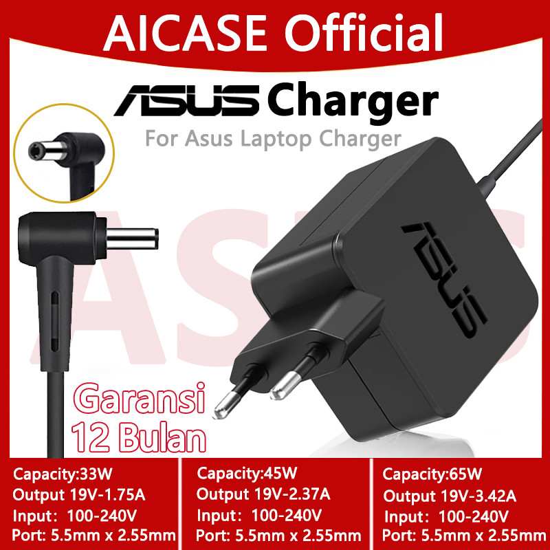 Jual Aicasc-Asus Laptop Charger Original Small Plug Pin Bulat 19V 45W-2.37A/65W-3.42A/5.5*2.5mm ...