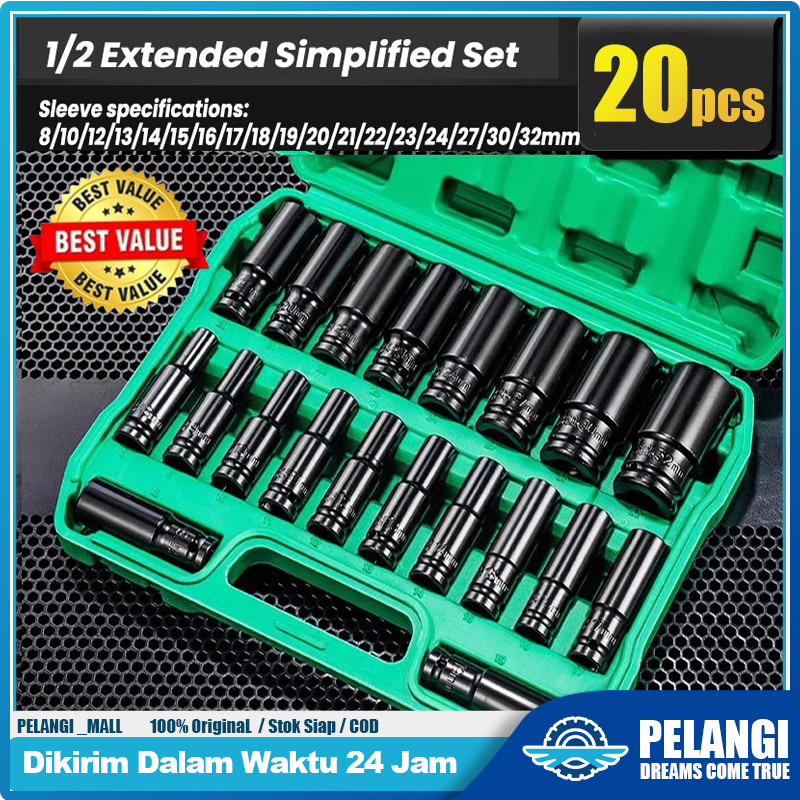 Jual 20PCS Socket Extention Impact Socket 1/2 Inch Panjang Mencapai ...